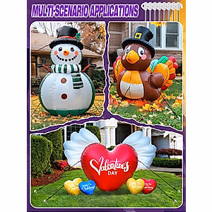 8 Sets Metal Inflatables Stakes- Heavy Duty Inflatable Stakes and Tethers, Yard Ground Blow Up Stake Pegs for Halloween Christmas Outdoor Inflatable Decoration Tie Downs