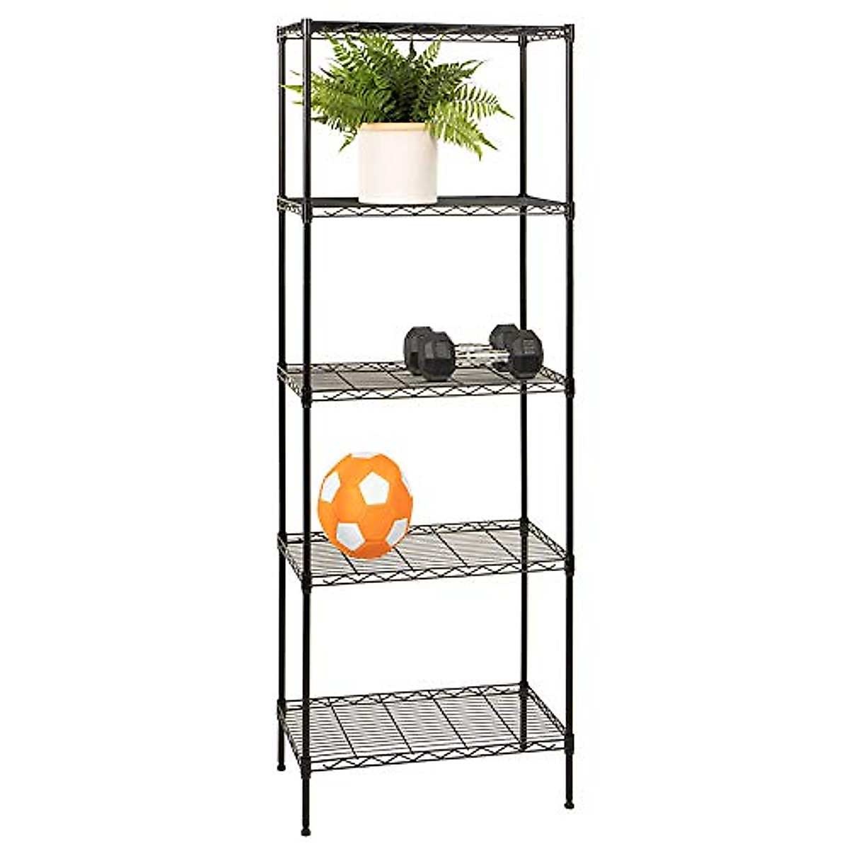 5-Wire Shelving Unit Steel Large Metal Shelf Organizer Garage Storage Shelves Heavy Duty NSF Commercial Grade Utility Storage Metal Layer Rack for Garage Kitchen Office 14"D x 24"W x 60"H,Black