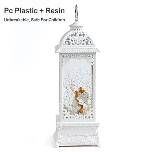 DANVON 12” White Angel with The Pearl Snow Globe Lantern Lighted Box Night Light Battery Or USB Operated Led Lighted Water Glittering Music Playing for Home Decoration