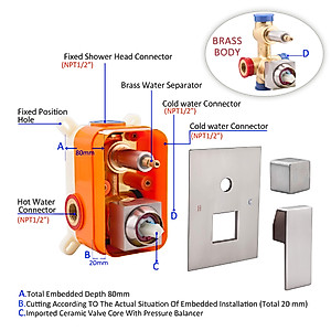 Gappo Shower System Brushed Nickel Wall Mounted High Pressure 10 Inch Rain Shower Head System Rainfall Shower Faucet Shower Combo Set with Handheld Rough-in Valve Included