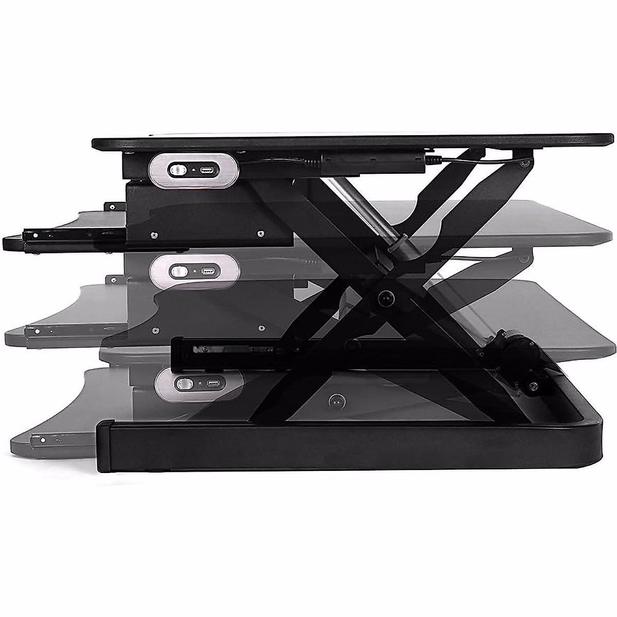 ApexDesk ZT Series Height Adjustable Sit to Stand Electric Desk Converter, 2-Tier Design with Large 36x24 Upper Work Surface and Lower Keyboard Tray Deck (Electric Riser, Black)