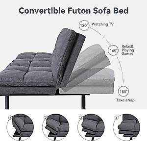 Hcore, Convertible Sleeper Sofa,Memory Foam Futon Couch Bed Sofabed, Standard Grey