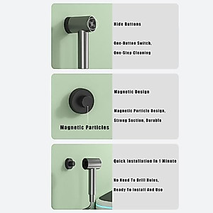 Handheld Bidet Sprayer for Toilet, Cloth Diaper Sprayer Set with 1-In-2-Out Dual Control Valve and Magnetic Base, Hand Shower Bidet Attachment for Washing Machine and Toilet (Chrome)