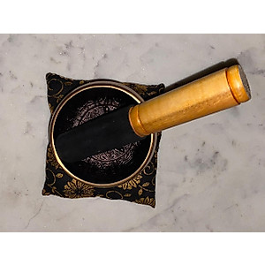 S.H. HANDICRAFTS Tibetan Singing Bowl Set — Meditation Sound Bowl Handcrafted in India for Healing and Mindfulness, BRASS ANTIQUE, 3.5 INCHES (SH-00045)