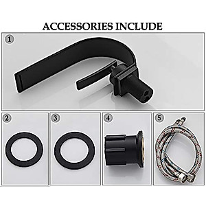 becola Matte Black Bathroom Faucet, Modern Single Hole Bathroom Faucet, Low Arc Brass Ceramic Valve Vanity Sink Faucet, Single Handle 1 Hole / 3 Holes Hot and Cold Water Mixer Tap - Matte Black