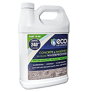 Eco Advance Concrete/Masonry Siloxane Odorless Spray-On Application Waterproofer Concentrate, Safe for Use Around Plants, Pets, and People, 1 Gallon