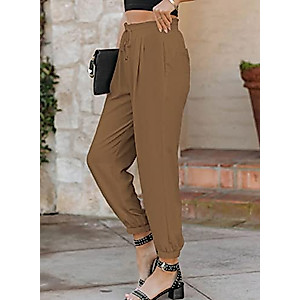 Dokotoo Womens Plus Size Comfy Casual Loose Drawstring Elastic High Waisted Joggers Wrokout Fashion Trendy Sweatpants Pant with Pockets Khaki XL