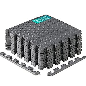 Yes4All Interlocking Exercise Foam Mats with Border – Interlocking Floor Mats for Gym Equipment – Eva Interlocking Floor Tiles (Gray)