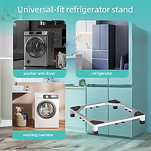 ANBase Heavy Duty All Stainless Steel Fridge Stand Universal Adjustable Washing Machine Refrigerator Stand Base 4 Sturdy Feet for Refrigerator,Washing Machine,and Dryer(Large)