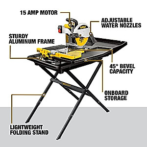 DEWALT Wet Tile Saw with Stand, 10-Inch, Corded (D24000S)