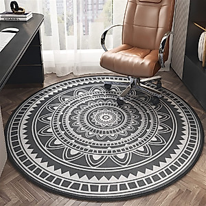 Heavyoff Round Office Chair Mat for Hardwood Floor Computer Gaming Rolling Chair Mat Floor Protector Mat Desk Rug Wood Tile Protection Mat for Office Home, Dark Grey, Diameter 32"