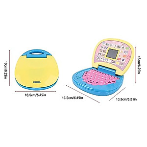 DAUZ Childrens Laptop Toy Interactive Brain Training Kids Educational Multifunctional Kids Indoor LED Screen Toy (Yellow Blue)