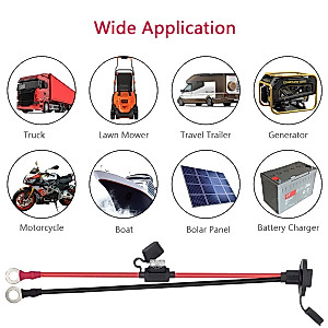 Billion wealth 3.3 Feet 10 AWG SAE Power Socket Sidewall Port to O Ring Connecters Extension Cable Connector with 10A 15A 20A 25A 30A Fuse Compatible with Solar Generator Battery Charger