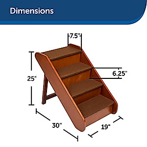 PetSafe CozyUp Folding Wood Pet Steps - Dog and Cat Stairs - Lightweight Durable Wooden Frame Supports up to 200 lb - Side Rails and Non-Slip Feet Provide Added Security - 25 inches