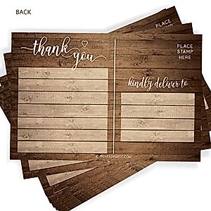 Printed Party Thank You Cards, Double-Sided, Rustic, Set of 50