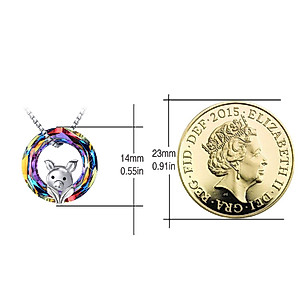 JUSTKIDSTOY Pig Crystal Pendant Necklace 925 Sterling Silver Pig Jewelry Cute Pig Gifts for Women Daughter Christmas