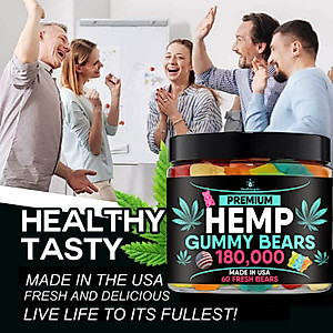 Healthergize Hеmр Gummies Bears-Great for Sleep, Joints, Relax, Calm, Muscles, Discomfort, Skin-Natural Hemp Gummy Bears-Variety of Fun Fruity Flavors-Natural Hеmр Party-Made in USA