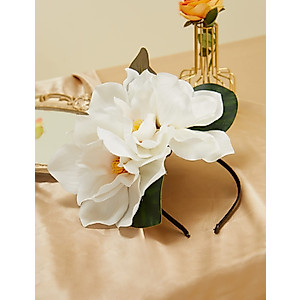 Coucoland Flower Hat Fascinators for Women - White Fancy Tea Party Church Derby Hats Floral Fascinator Headband