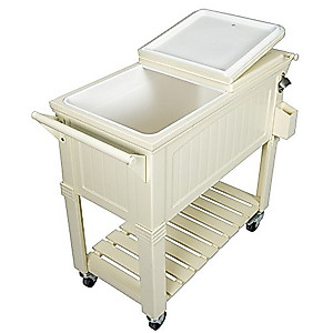 Permasteel PS-203F1-CREAM 80 Quart Patio Cooler with Insulated Basin, CREAM