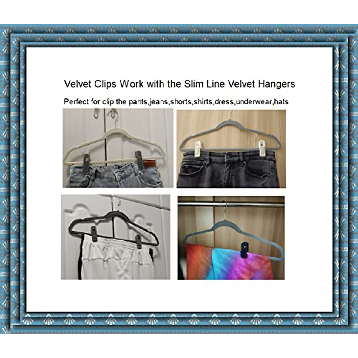 Ivory Velvet Standard Hanger (Pack of 50) with Velvet Hanger Clips Beige(Pack of 6)-Heavyduty No.Slip No.Hanger Marks-Premium Soft Velvet for Hangers and Clips