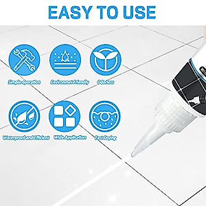 Tile Grout Paint, 2 Pack Grout Filler Tube, Grout Sealer for Bathroom, Shower, Kitchen, Floor Tile, Fast Drying Grout Repair Kit, Restore and Renew Tile Joints Line, Gaps, Replace Grout Pen(White)