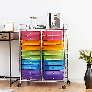 Giantex 20 Drawer Rolling Storage Cart Tools Scrapbook Paper Office School Organizer, Multicolor