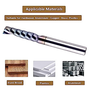 SpeTool O Flute CNC Router Bit 1/4 Inch Shank 1 Inch Cutting Length with Extra Long Life Coating Single Flute End Mill for Acrylic Aluminum Wood Cut