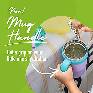 REDUCE 14 Oz Coldee Kids Tumbler with Lid and Straw - Coldee Insulated Travel Mug - Spill-Proof, Sweatproof Stainless Steel, BPA-Free - Includes Handle, Reusable Silicone Straw - Nautical Mist