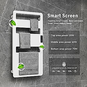 EVOKOR Towel Warmers for Bathroom, Towel Warmer Rack with Timer, Heated Towel Rack Wall Mounted, Towel Heater, Towel Dryer, Electric Bath Towel Drying Rack, Hardwired or Plug-in Models- 90x46 cm