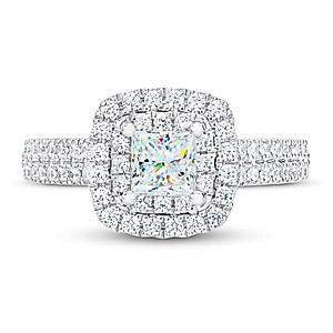 1 Carat Princess Cut Moissanite Engagement Rings for Women Platinum Plated Silver Princess Moissanite Rings -7.5