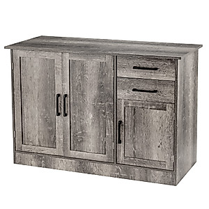 Giantex Buffet Server Sideboard Storage Cabinet Console Table Utensils Organizer Kitchen Dining Room Furniture, Entryway Cupboard with 2-Door Cabinet and 2 Drawers (Gray)
