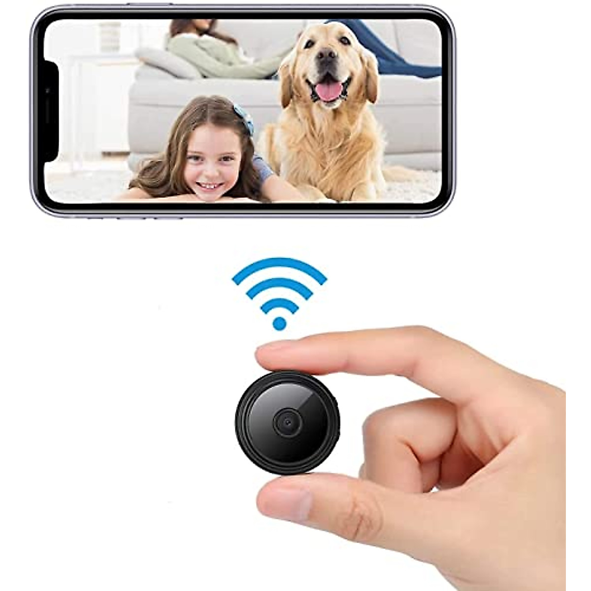 Mini Camera WiFi Wireless Nanny Cam, 1080p HD Home Security Camera,Night Vision Indoor/Outdoor Small Dog Pet Camera for Mobile Phone Applications in Real Time