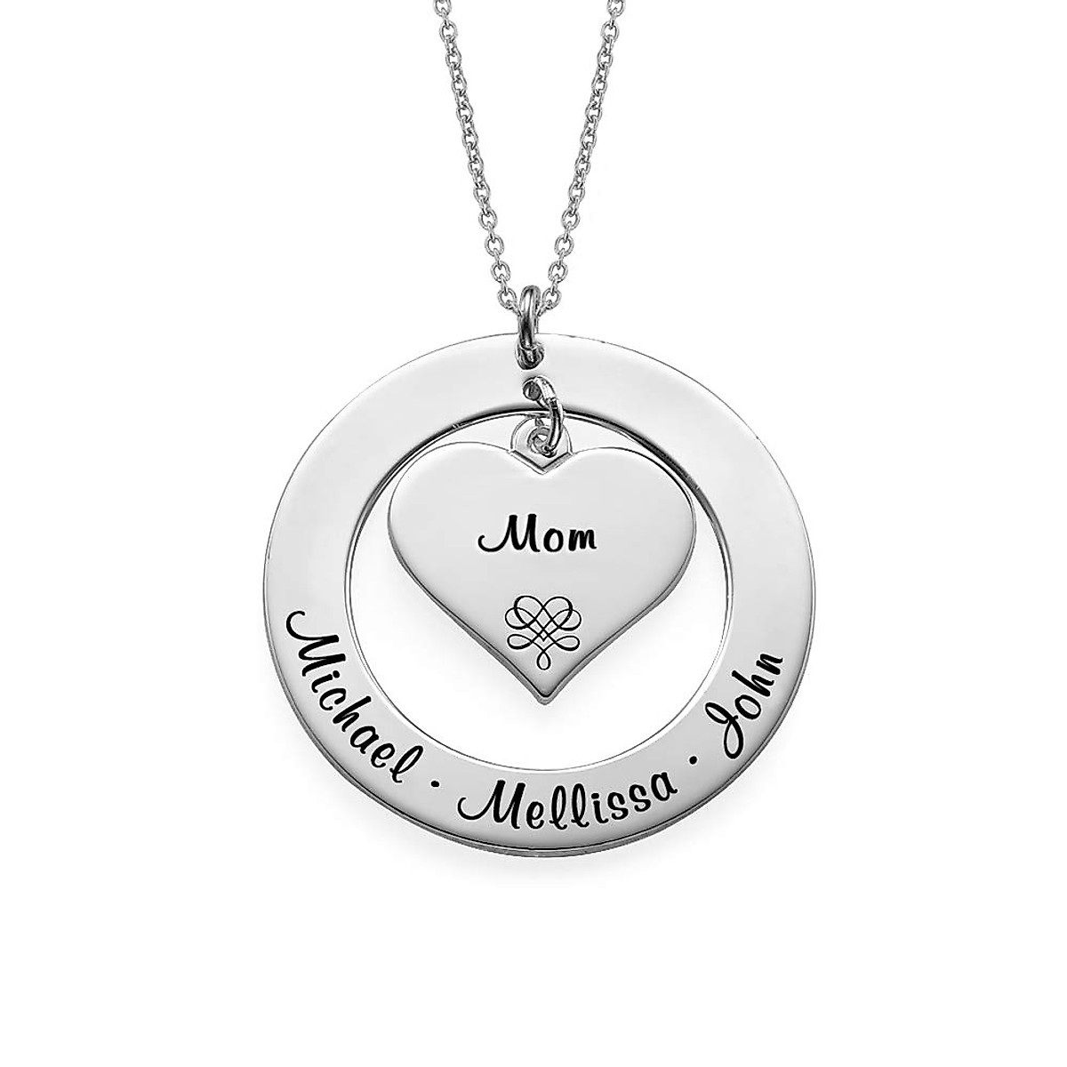 Engraved Grandmother Necklace in Sterling Silver - Personalized Grandma Pendant - Jewelry for Moms