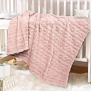 HOMRITAR Baby Blanket for Boys or Girls 3D Fluffy Fuzzy Blanket for Baby Infant or Newborn Receiving Blanket (30x40inch, Cream, Pink)