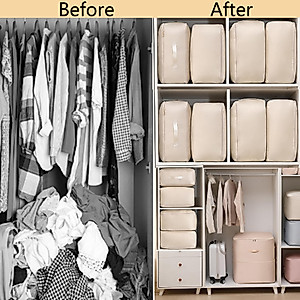 HAIKYPO 4 Pack Compression Bags for Storage,Ultra Space Saving Self Compression Organizer Bags,Sweater Organizer for Closet,Clothes Storage Bag (Gray,Large)