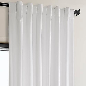 HPD Half Price Drapes VPYC-161201-96 Plush Velvet Curtain (1 Panel), 50 X 96, Pillow White