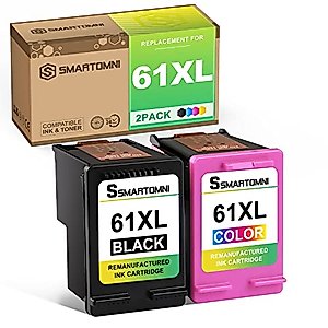 S SMARTOMNI 61XL Ink Cartridges Replacement for HP 61 61XL Black and Color Combo Pack for HP OfficeJet 2620 4630 4635 4639 Envy 4500 4501 5530 5535 DeskJet 1000 2050 2514 2540 2546P 3056A (2 Pack)