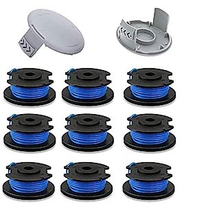 AC14RL3A String Trimmer Replacement Spool Line, 0.065" Autofeed Replacement Spools for Ryobi 18V, 24V, and 40V Cordless Trimmers,for ryobi 0.065 Trimmer line(9 Spool, 2 Cap)