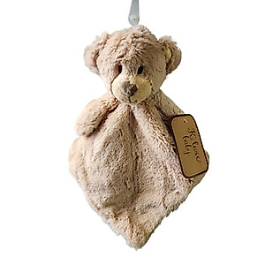 K. Luxe Baby Security Blanket Lovey with Rattle (Brown Bear), 14" x 14"