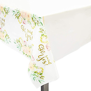 Sparkle and Bash Bridal Party Pack, Includes Paper Plates, Napkins, Cups, Cutlery, Banner, and Plastic Tablecloth (Serves 24, 146 Pieces)