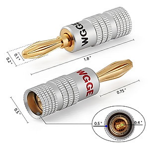 WGGE WG-009 Banana Plugs Audio Jack Connector 12 Pairs / 24 pcs, 24k Gold Dual Screw Lock Speaker Connector for Speaker Wire, Wall Plate, Home Theater, Audio/Video Receiver and Sound Systems…