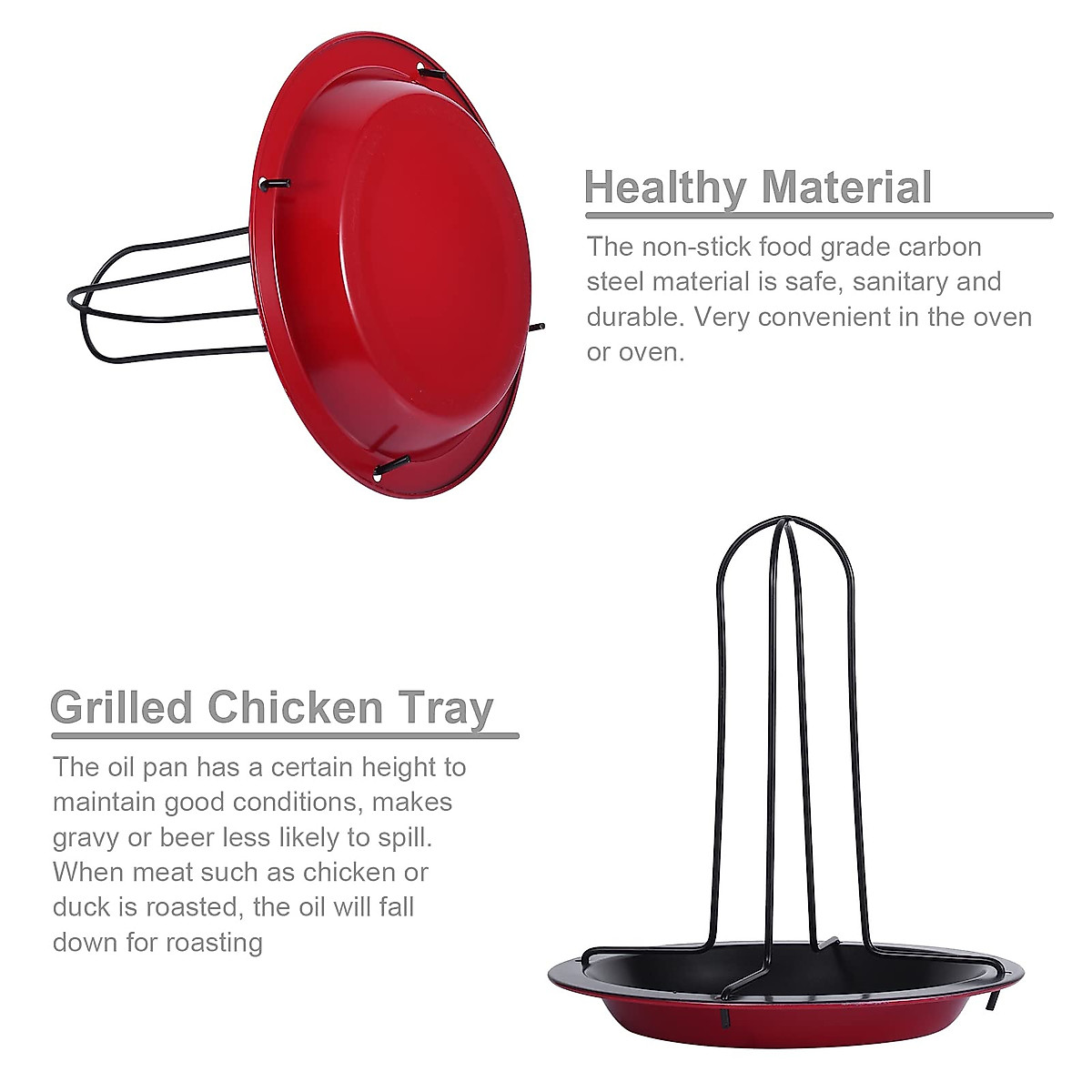 Yuecoom Roast Chicken Dish, Chicken Roasting Rack, Non-Stick Vertical Chicken Cooking Grill Rack with Pan Roasting BBQ Party Roaster Tray