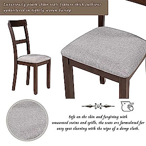 Appot AT-ST000036AAP 5 Piece, Industrial Wooden Table and 4 Chairs, Kitchen & Dining Sets for Dining, Kitchen, Bar, Living Room, Breakfast Nook, Espresso