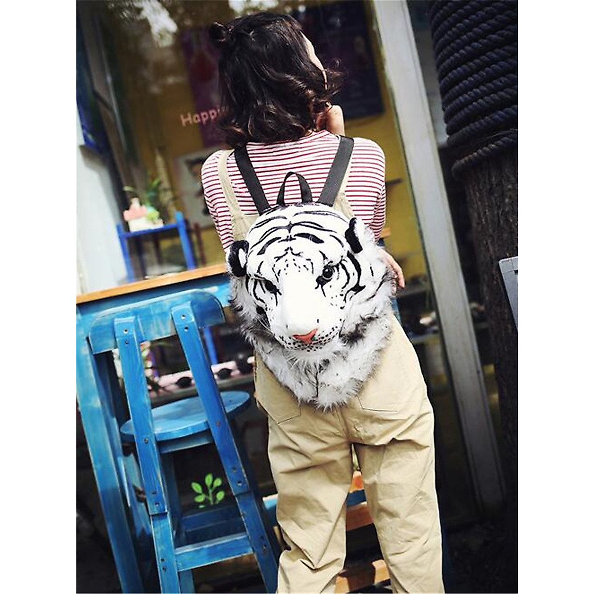 WYIKE Domineering 3D Animal Head Backpack Bengal Tiger Head Backpack/Lion Head Backpack and Wall Mount (Small, Tiger Yellow)