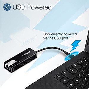 TRENDnet USB-C 3.1 to 5GBASE-T Ethernet Adapter, 2.5GBASE-T RJ-45, Integrated 12.6cm (4.9 in) USB Type C Cable, Compatible with Cat5e Or Better Cabling, Windows Compatible, Black, TUC-ET5G