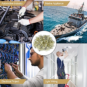 100 PCS 12-10 AWG Waterproof Heat Shrink Quick Disconnect Connectors, Crimp Electrical Wire Male Spade Connectors Insulated Disconnect for Marine Automotive Motorcycle Home Wiring (Yellow)