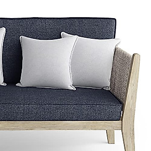 SIMPLIHOME Cayman 77 Inch Wide Contemporary Outdoor Sofa with Décor Pillows in Slate Grey Polyester Fabric, For the Living Room and Family Room