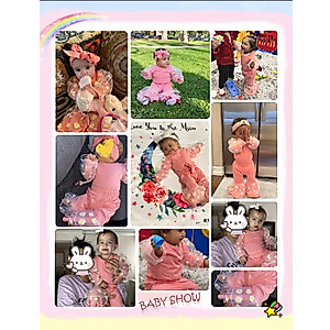 Baby Girl Outfit 3-6 Months,Baby Girl Bell Bottoms Mesh Daisy Outfits Long Sleeve Romper + Flare Pants + Headband 3Pcs Baby Girl Outfits Pink