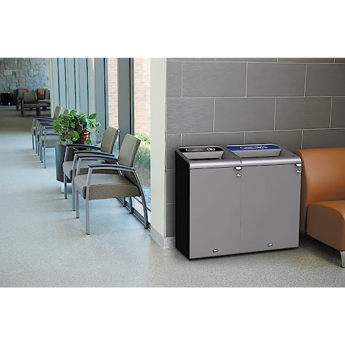 Rubbermaid Commercial Products Configure Landfill Trash Can, 23-Gallon, Grey, Indoor/Outdoor Waste Container Set for Office/Malls/Schools/Restaurants