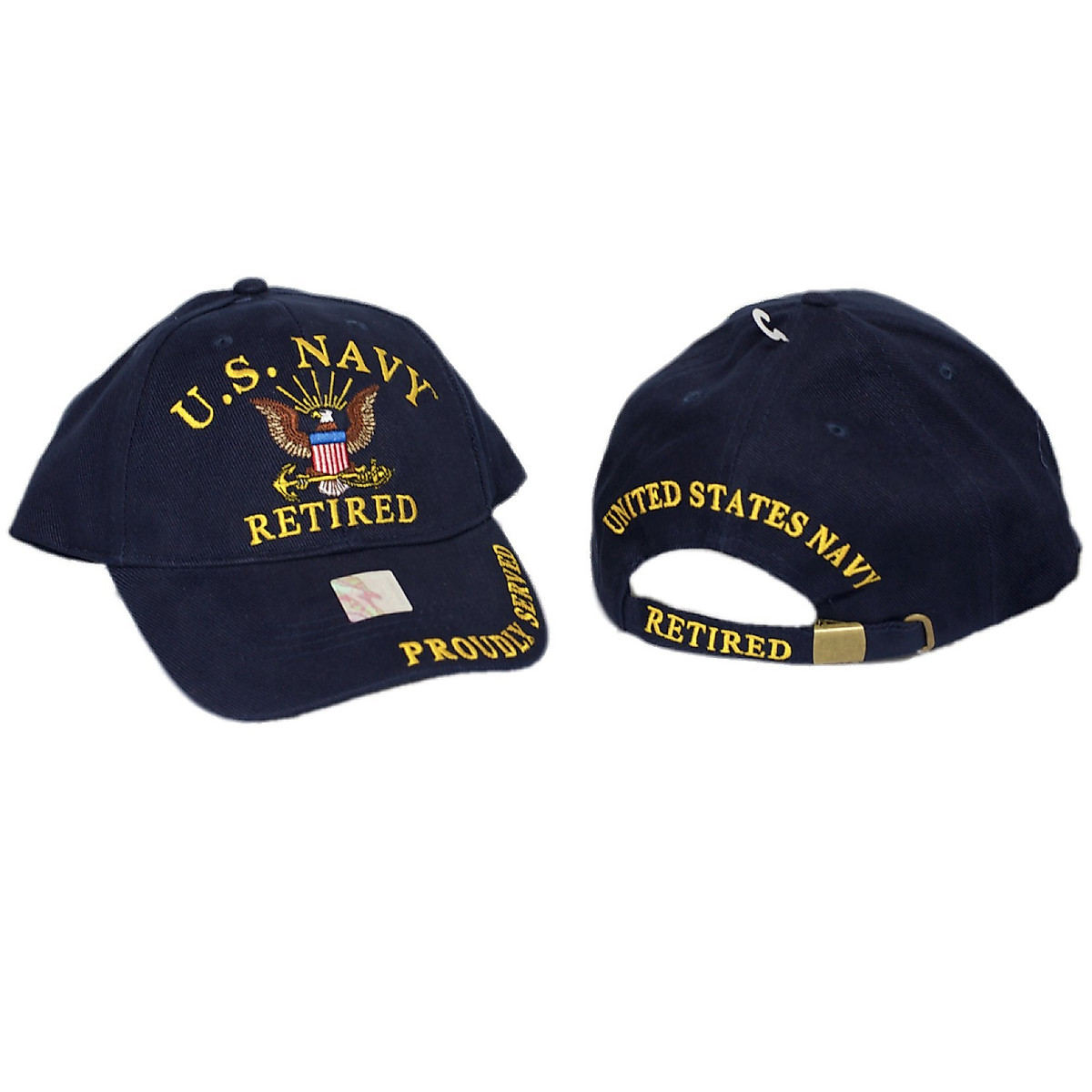 MWS U.S Navy Retired Proudly Served Navy Blue Embroidered Cap Hat